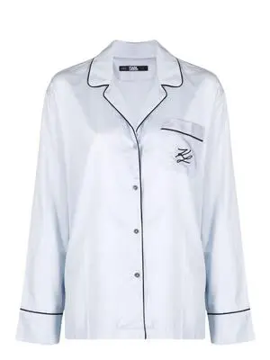 Karl Lagerfeld Plain Pyjama Shirt - Blue