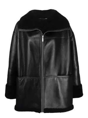 TOTÊME TOTEME Shearling-Trim Leather Jacket