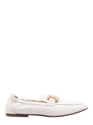 TOD'S Logo-plaque Leather Loafers - Neutrals