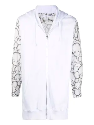 Comme Des Garçons Graphic-print Zip-up Hoodie - White