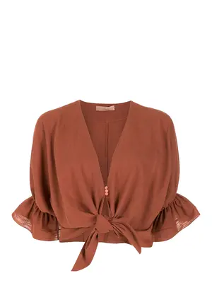 CLUBE BOSSA Rubin Tie-front Blouse - Brown