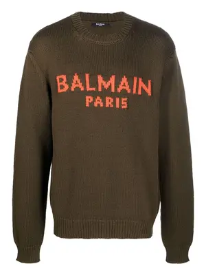 Balmain Logo Knit Jumper - Green