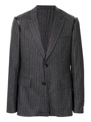 FERRAGAMO Leather-trim Suit Jacket - Grey
