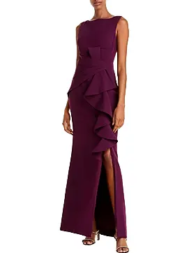 Eliza J Eliza J Sleeveless Ruffled Gown Wine
