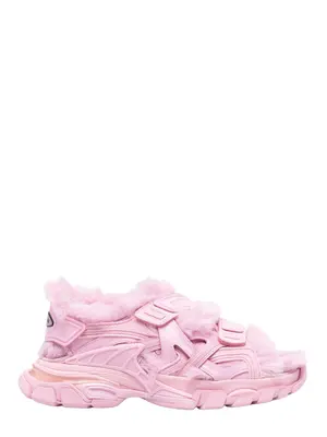 Balenciaga Faux-fur Track Sandals - Pink
