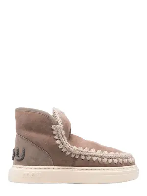 Mou Crochet Stitch-trim Sneaker Boots - Grey