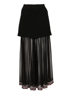Proenza Schouler Crochet-trim Chiffon Panel Skirt - Black