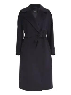 Max Mara Virgin Wool Belted Coat Blue