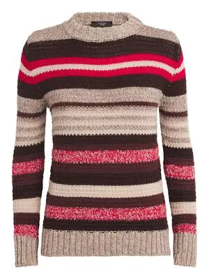 Max Mara Virgin Wool Striped Sweater - Red