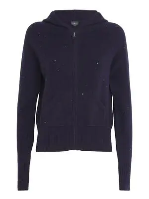 WILLIAM SHARP Cashmere Crystal-embellished Zip-up Hoodie - Navy