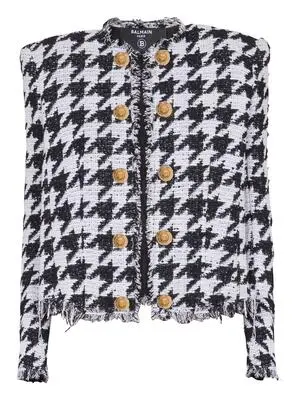 Balmain Houndstooth Tweed Jacket - White