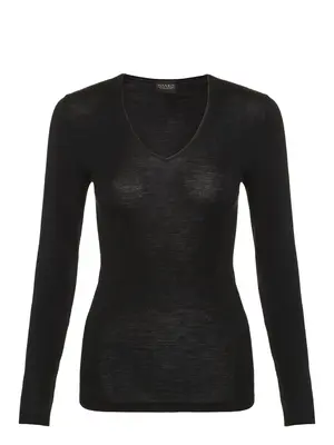 Hanro Hanro Wool And Silk Long Sleeve Top Black