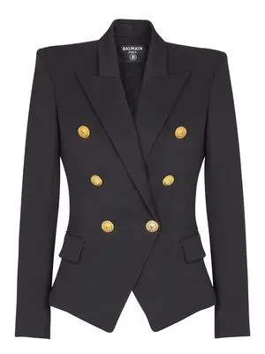 Balmain Wool Double-breasted Blazer - Black