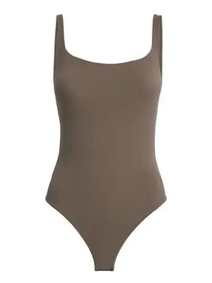 SKIMS Fits Everybody Square-Neck Bodysuit Brown