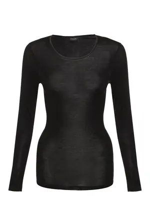 Hanro Pure Silk Long-sleeved Top - Black