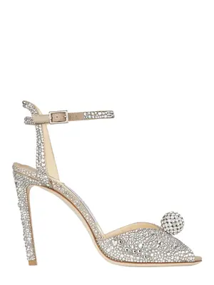 JIMMY CHOO Sacora 100 Crystal-embellished Sandals - Nude