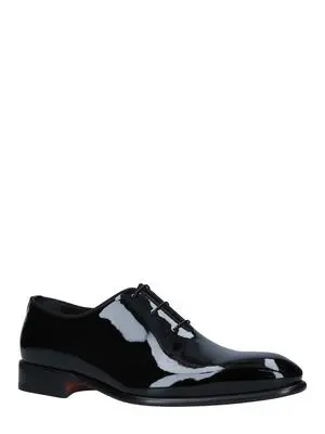 Santoni Patent Carter Wholecut Oxford Shoes - Black