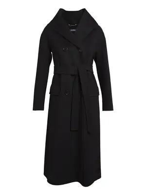 Max Mara Virgin Wool Hooded Coat Black