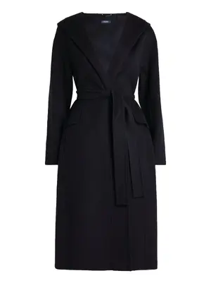 Max Mara Virgin Wool Hooded Coat Blue