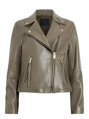 ALLSAINTS Leather Dalby Biker Jacket Green