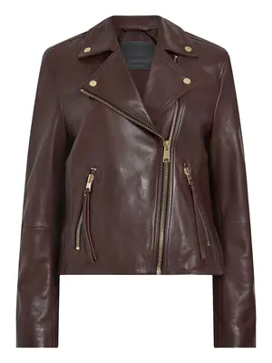 ALLSAINTS Leather Dalby Biker Jacket Red
