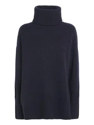 WILLIAM SHARP Cashmere Crystal-embellished Rollneck Sweater - Navy