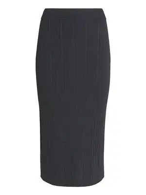 JOSEPH Ribbed Knit Midi Skirt Black