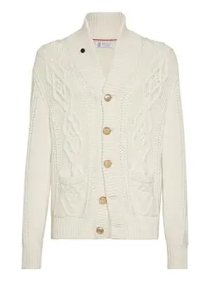 Brunello Cucinelli Cashmere Cable-knit Cardigan - White