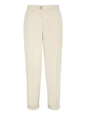 Brunello Cucinelli Cotton Pleated Trousers - White
