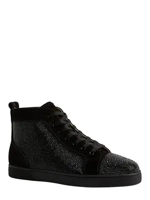 CHRISTIAN LOUBOUTIN Louis Strass High-top Sneakers - Black