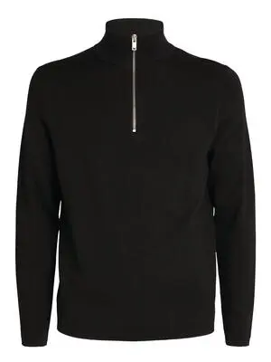 Sandro Half-zip Wool Sweater - Black