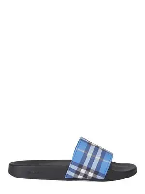 Burberry Check Print Slides - Blue