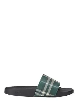 Burberry Check Print Slides - Green