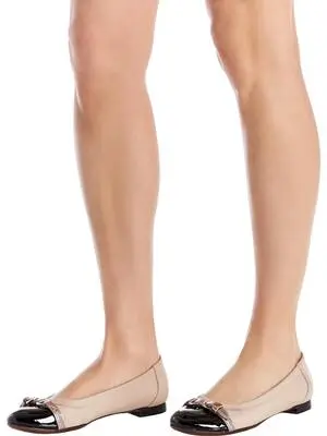 Agl Monika Cap-Toe Ballet Flats Beige Combo