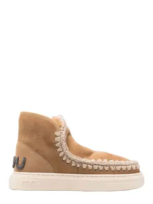 Mou Crochet Stitch-trimmed Sneaker Boots - Neutrals
