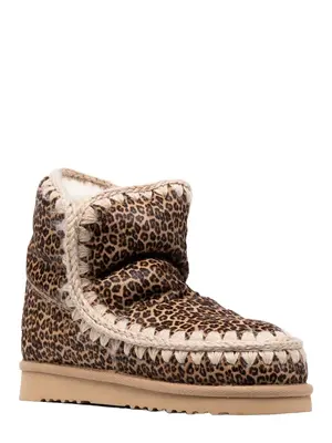 Mou Eskimo Leopard-print Boots - Brown