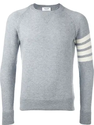 Thom Browne Striped Sleeve Jumper - Grey