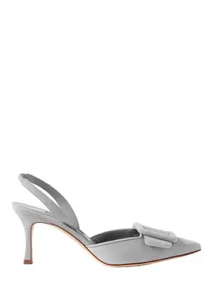 Manolo Blahnik Maysli 70 Buckled Slingback Pumps - Gray