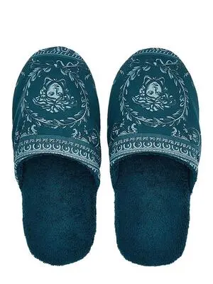 Versace I Heart Baroque Bath Slippers - Petrol Blue