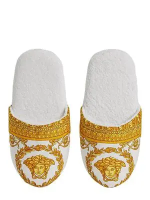 Versace I Heart Baroque Bath Slippers - White