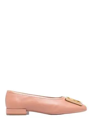 FERRAGAMO Embossed Logo Ballerina Shoes - Pink