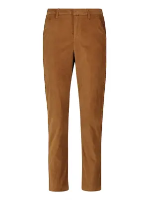 7 For All Mankind High-rise Cotton-blend Velvet Pants - Brown