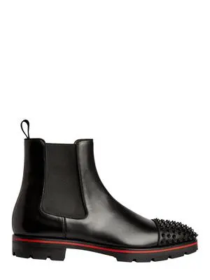CHRISTIAN LOUBOUTIN Melon Spikes Calfskin Chelsea Boots - Black
