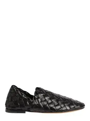 Bottega Veneta Leather Intrecciato Slippers - Black