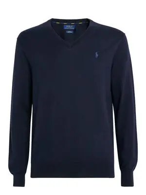 Polo Ralph Lauren Cotton V-neck Sweater - Navy