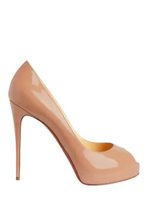 CHRISTIAN LOUBOUTIN Patent Leather Pumps With Peep Toe - Nude