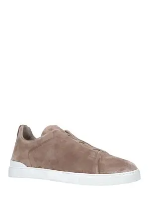 Zegna Triple Stitch Suede Sneakers - Beige