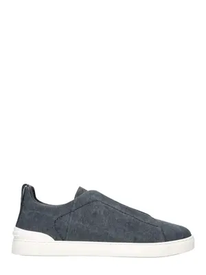 Zegna Canvas Triple Stitch Sneakers Navy