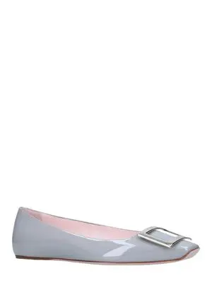 ROGER VIVIER Patent Leather Trompette Ballet Flats - Grey