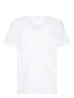 Sunspel Cellular Cotton V-neck T-shirt - White